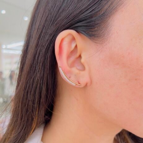Elegant Stone Line 18K Gold Plated Ear Cuff - Pandoras Art Jewellery